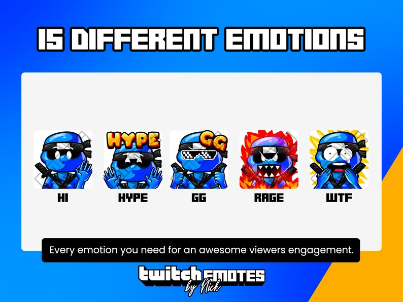 Blue Ninja Twitch Emotes for Streamers - Male Emotes, Gamer Emotes ...