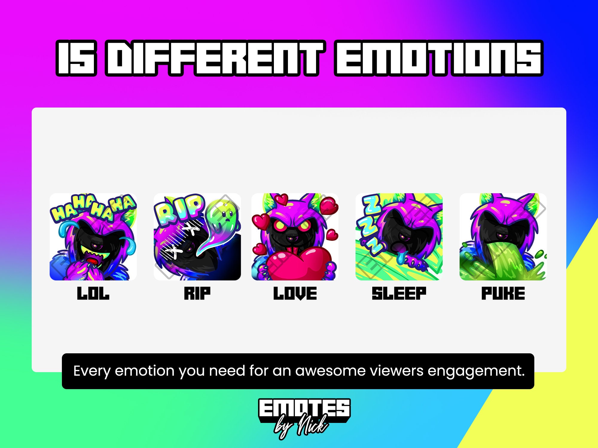 Neon Cyber Wolf Sub Emotes for Streamers Gamer Emotes, Streamer Emotes ...