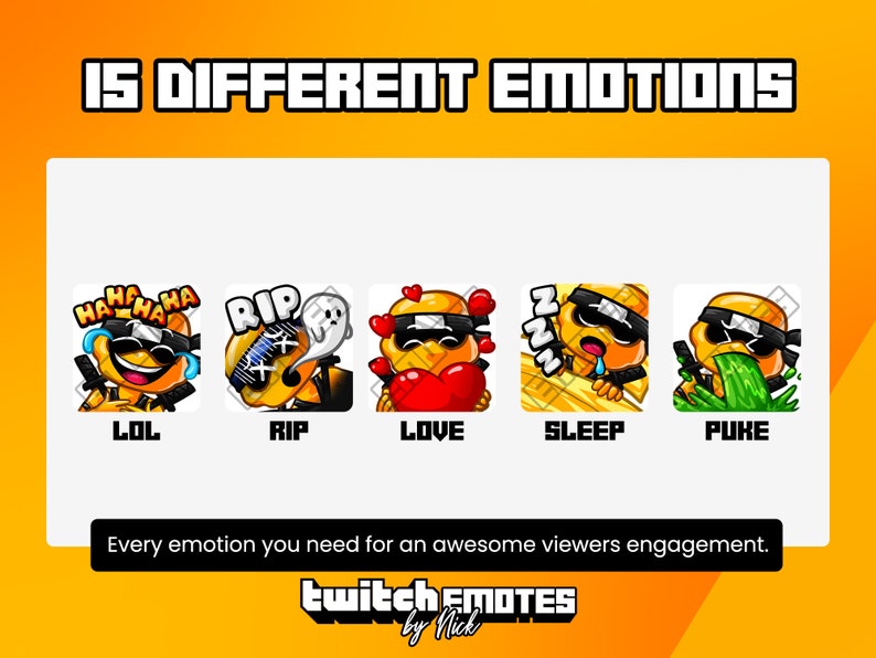 Yellow Ninja Twitch Emotes for Streamers - Male Emotes, Gamer Emotes ...