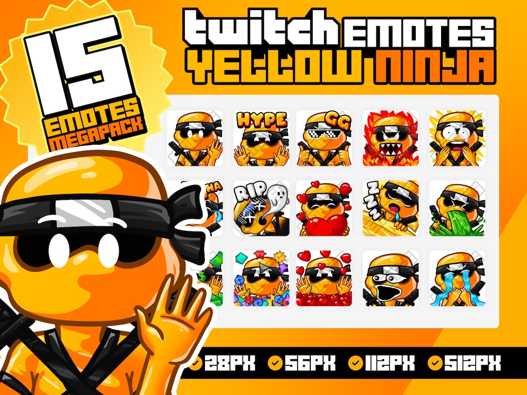Yellow Ninja Twitch Emotes for Streamers - Male Emotes, Gamer Emotes ...