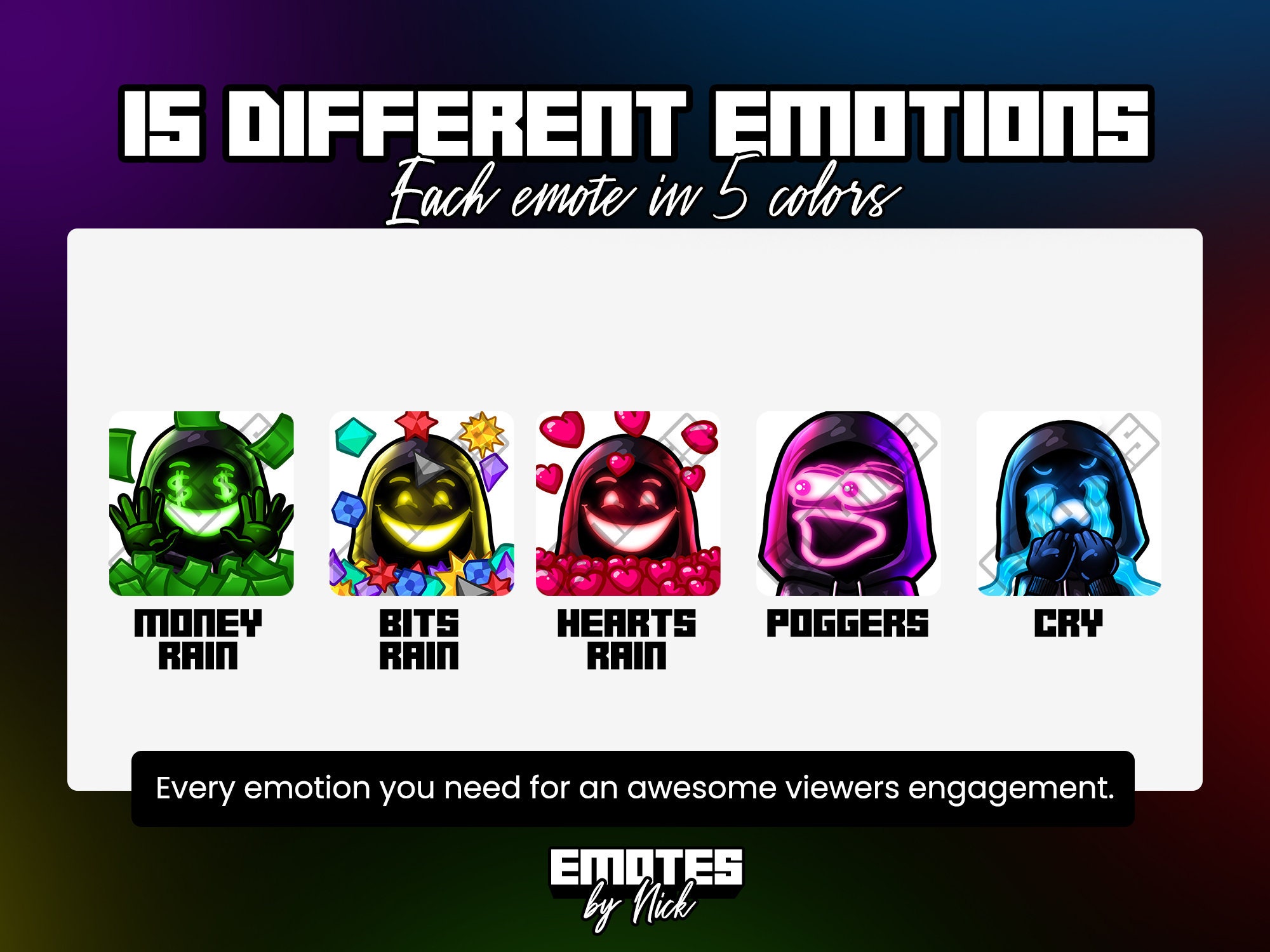 Multicolor Neon LED Hoodie Sub Emotes - Gamer Emotes, Streamer Emotes ...