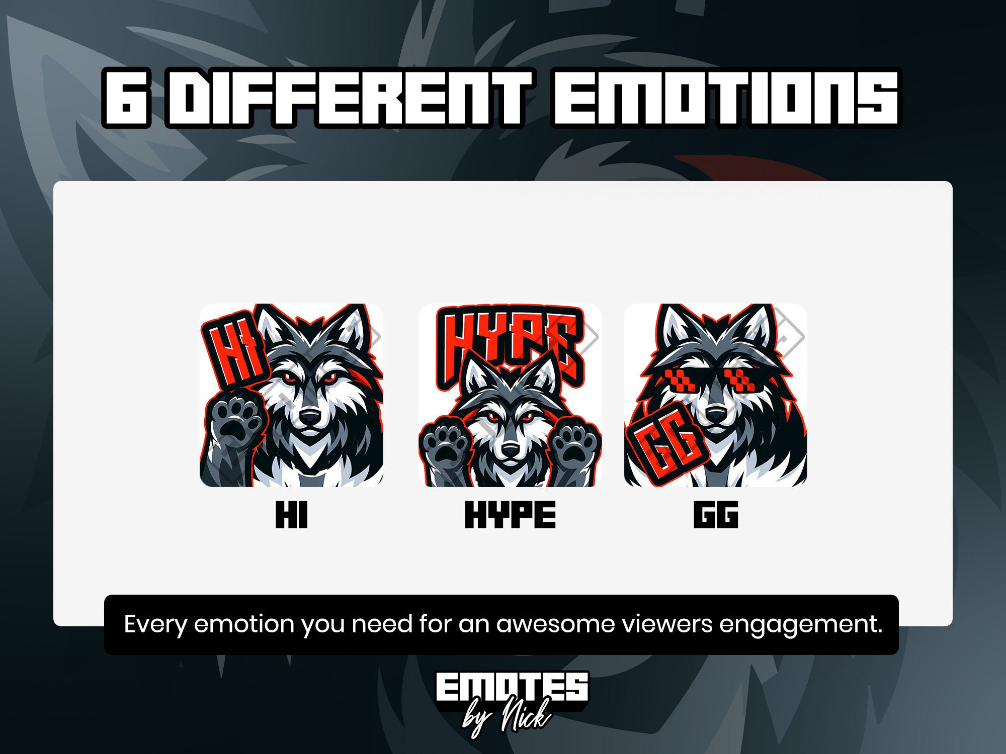 Wolf Sub Emotes for Streamers - Gamer Emotes, Streamer Emotes ...