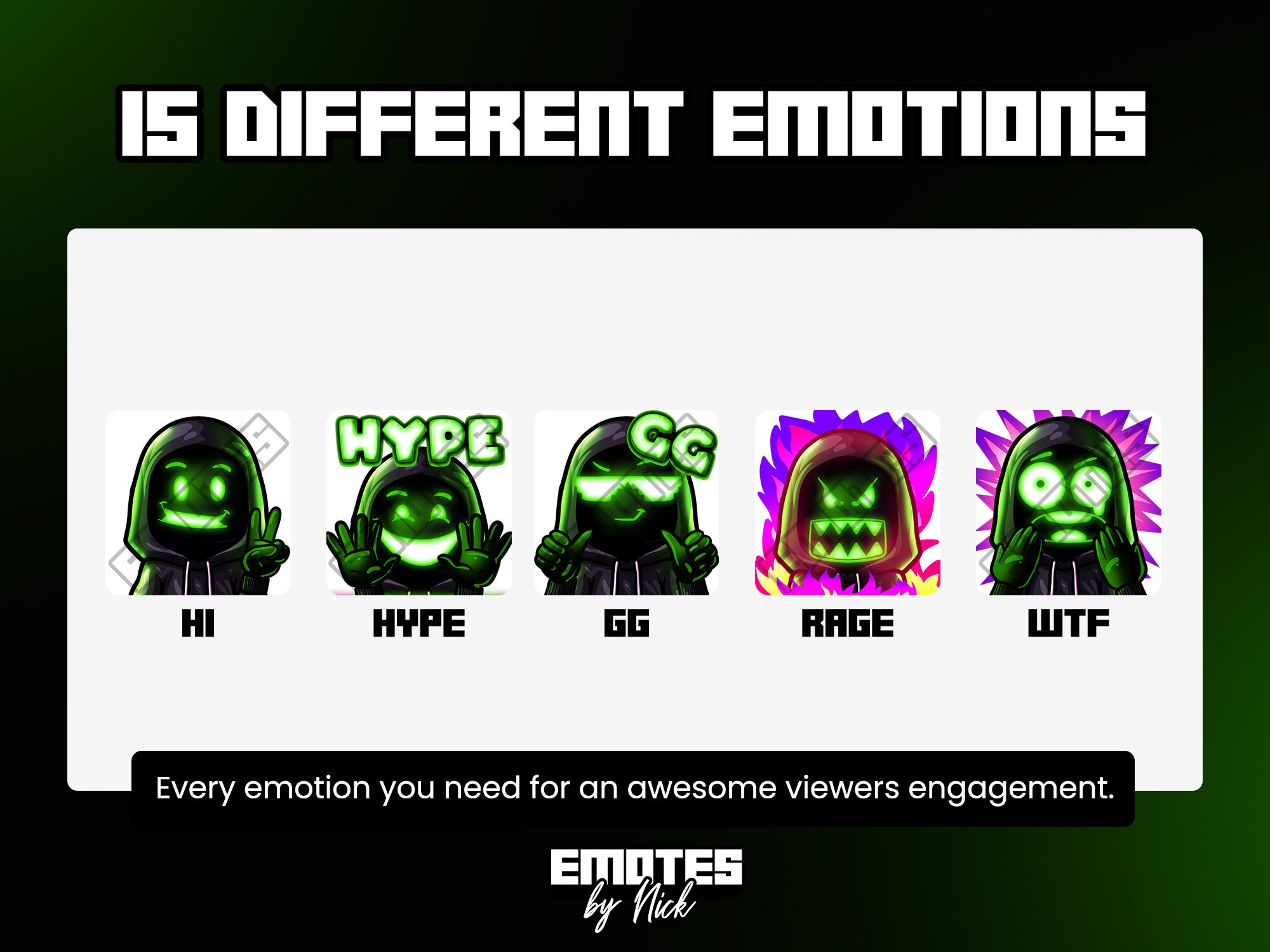 Green Neon LED Hoodie Emotes – Streamer Sub Emotes (15 Emote Megapack ...