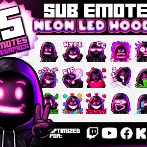 Purple Neon LED Hoodie Sub Emotes Gamer Emotes, Streamer Emotes ...