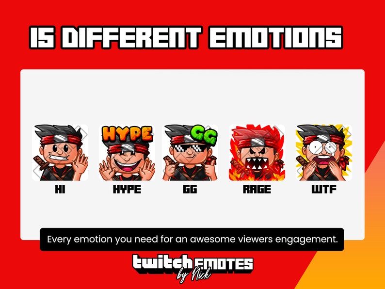 Ninja Samurai Twitch Emotes for Streamers Male Emotes, Gamer Emotes ...