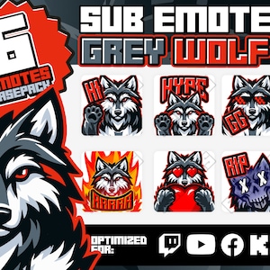 Wolf Sub Emotes for Streamers - Gamer Emotes, Streamer Emotes ...