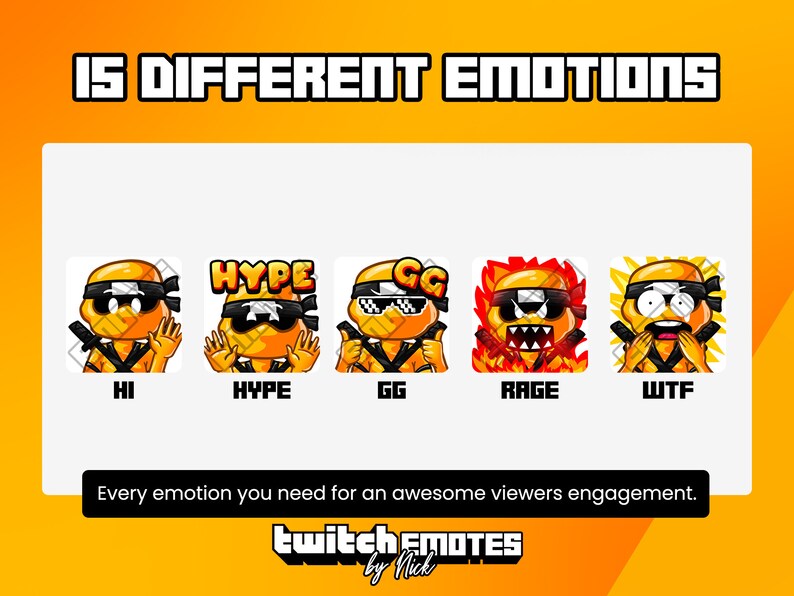 Yellow Ninja Twitch Emotes for Streamers - Male Emotes, Gamer Emotes ...
