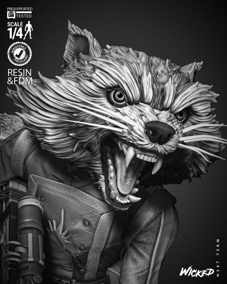 Wicked Marvel Rocket Comic Version Bust - Etsy