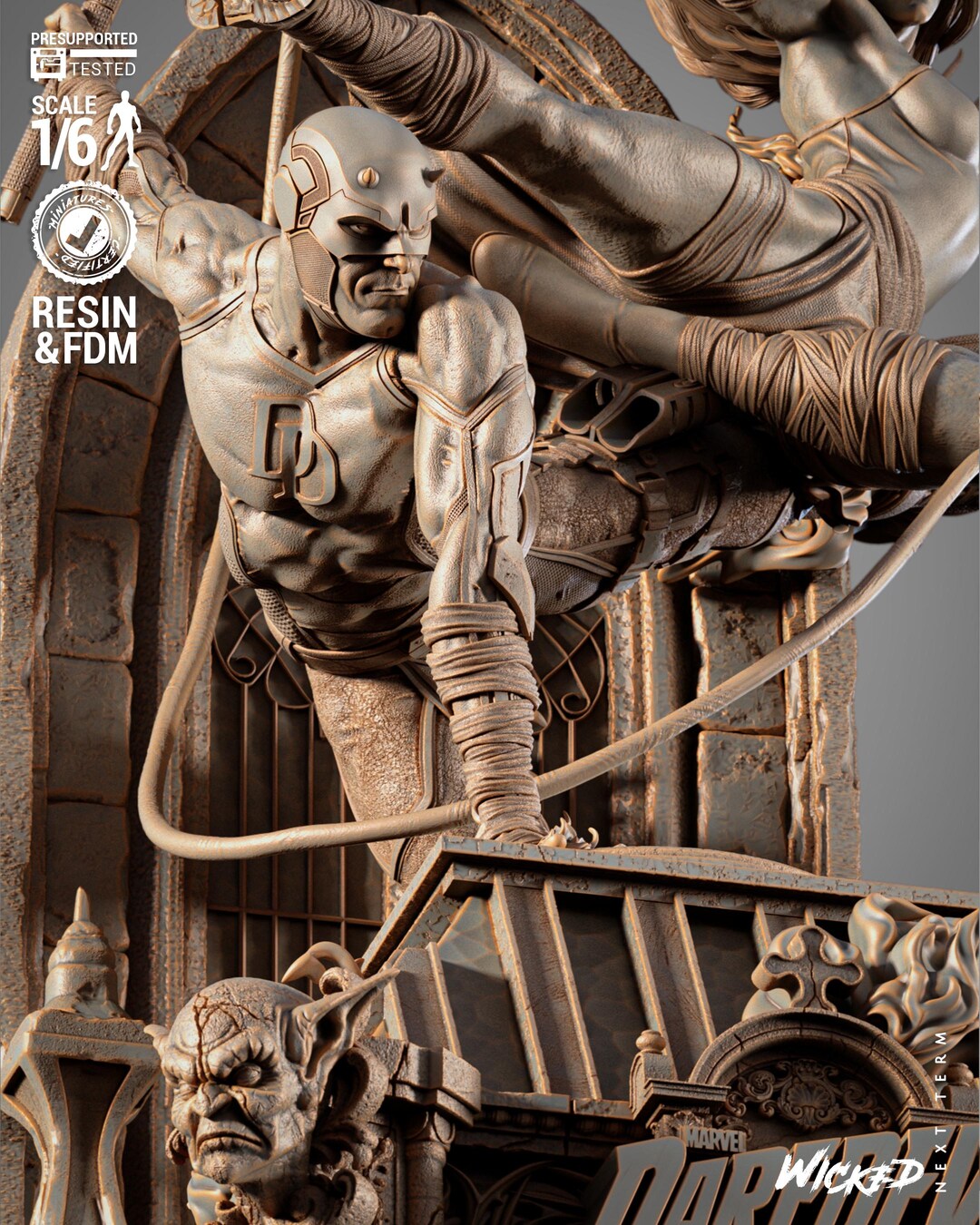 Wicked Marvel Daredevil and Electra Diorama: Tested and Ready for 3D ...