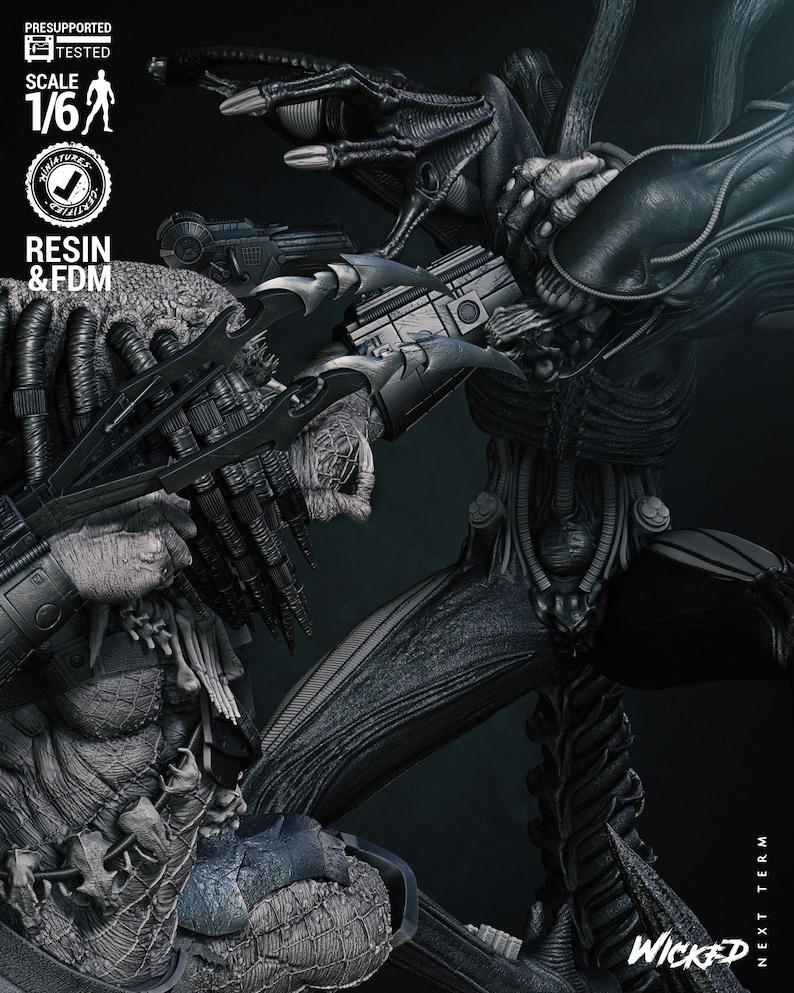 Wicked Movies Predator VS Alien Diorama Sculpture: Tested and Ready for ...