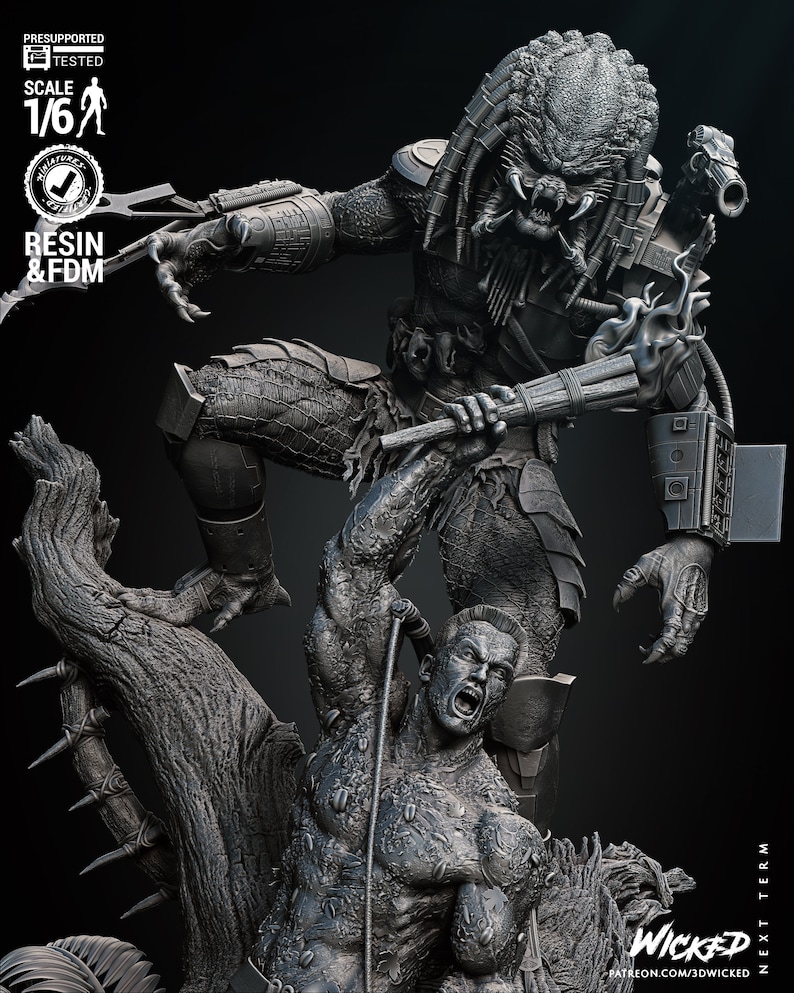 Predator Vs Dutch Diorama Sculpture: 3D Printing STL File - Etsy