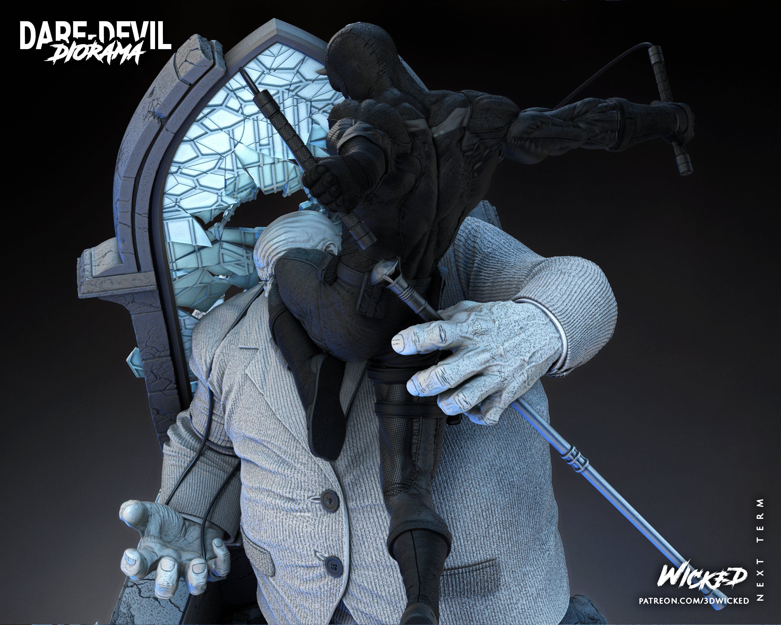 Marvel Daredevil and Kingpin Sculptures DIORAMA COMPLETE - Etsy