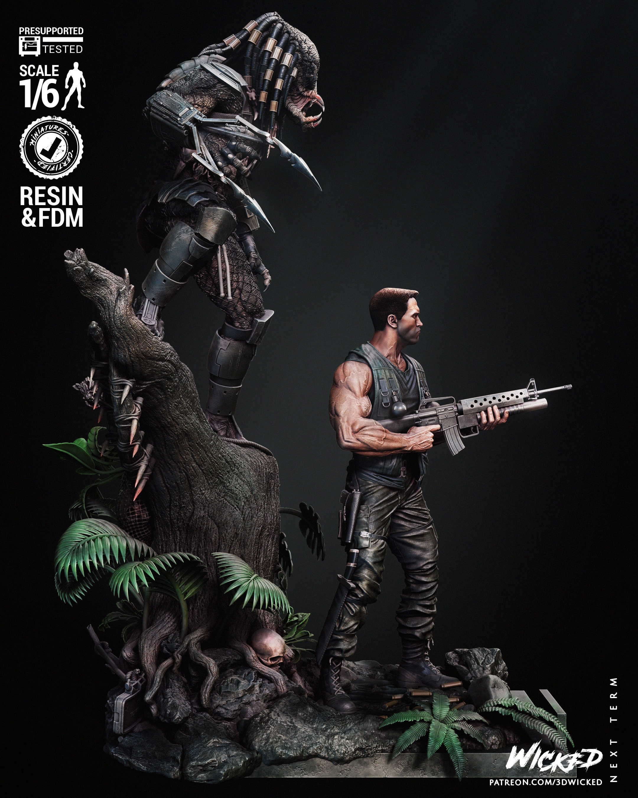 Wicked Movies Predator and Dutch Diorama Sculpture - Etsy