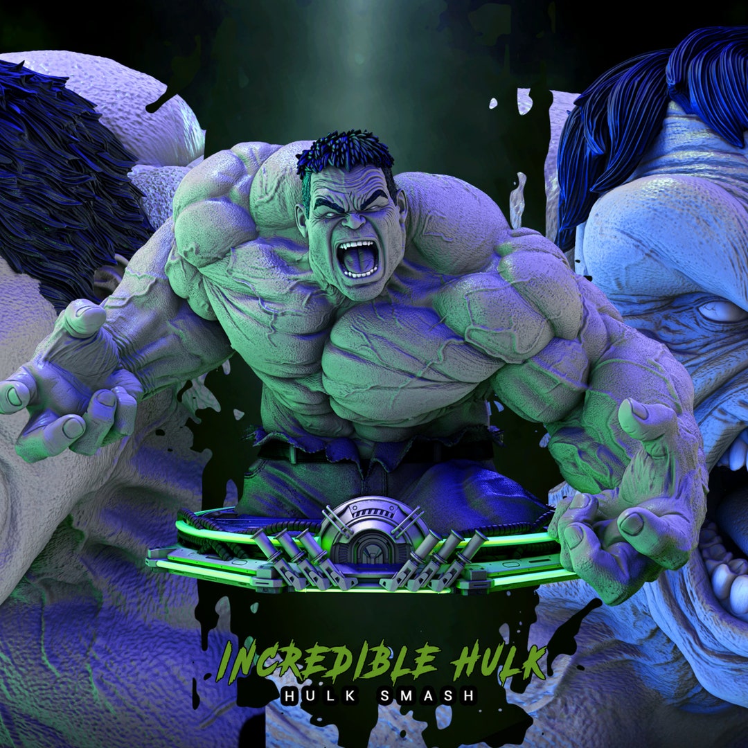 Incredible Hulk Bust 3D Printed Model With Base Ready to - Etsy