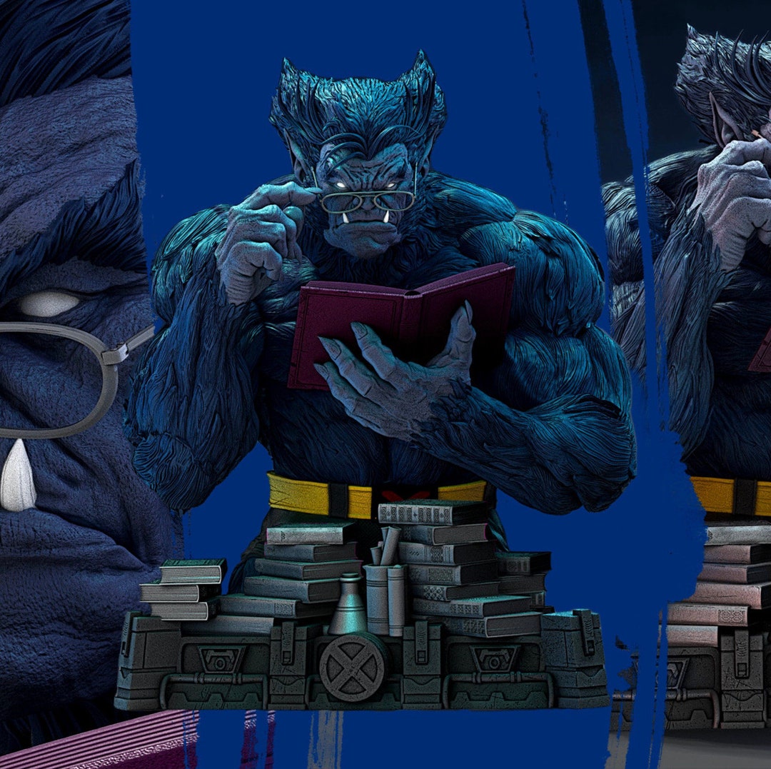 X-men the Beast Bust 3D Printed Model With Base - Etsy