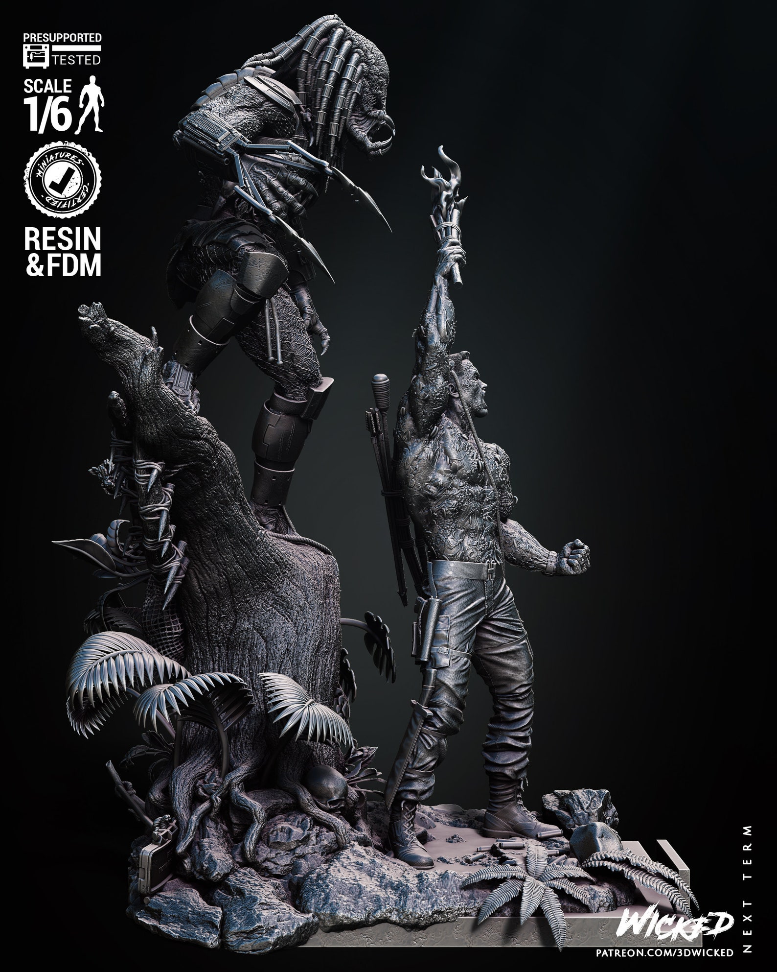 Predator Vs Dutch Diorama Sculpture: 3D Printing STL File - Etsy