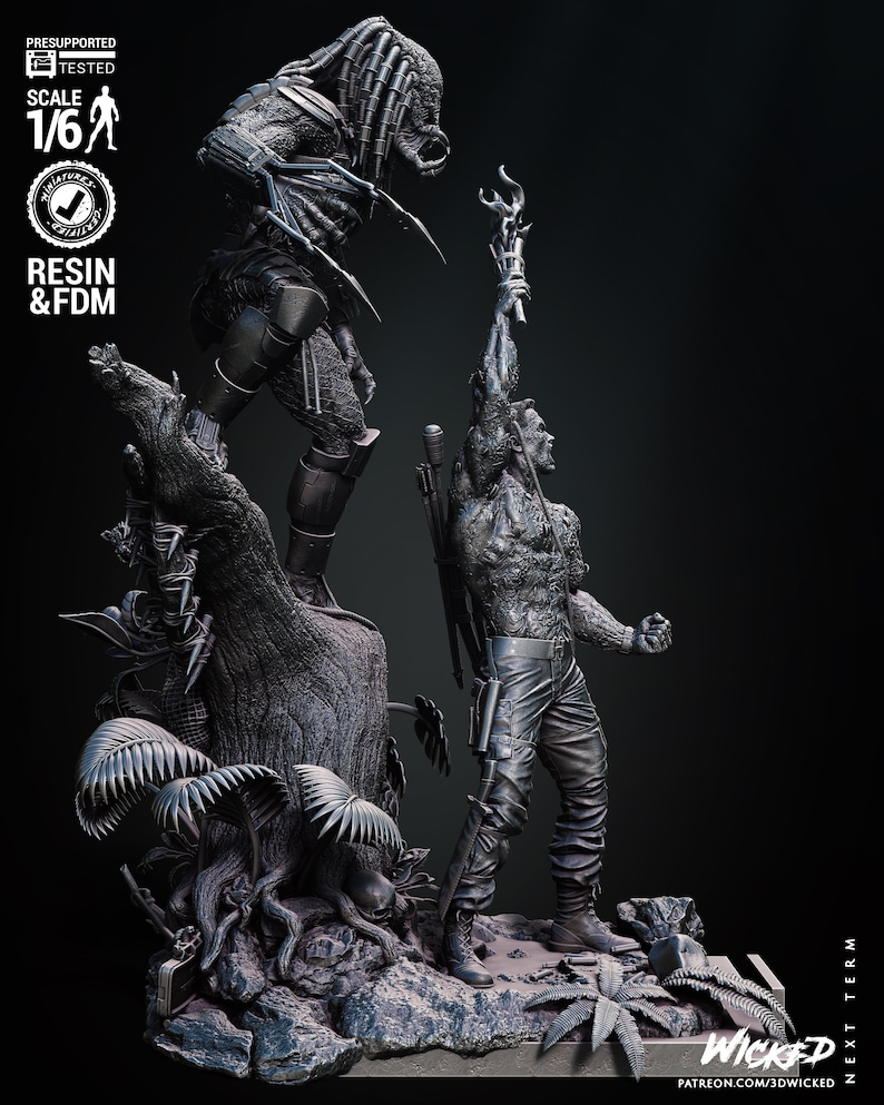 Predator Vs Dutch Diorama Sculpture: 3D Printing STL File - Etsy