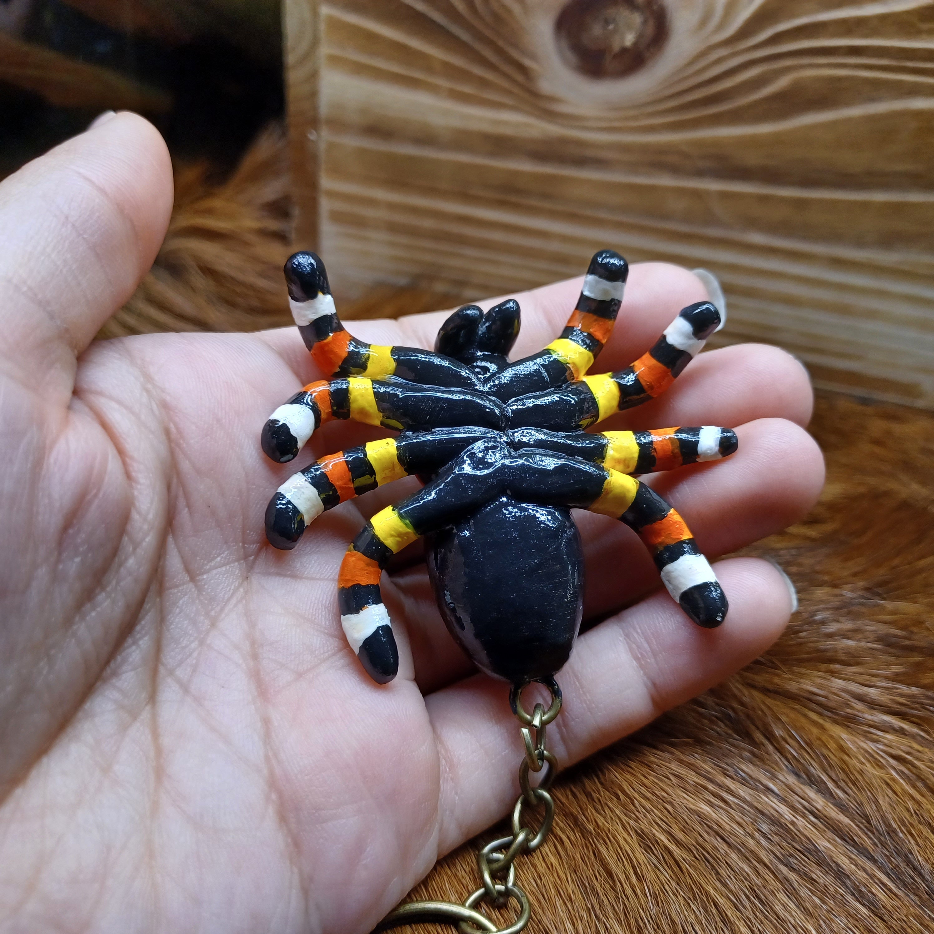 Cute Candy Corn Tarantula Spider Keychain Ornament - Etsy