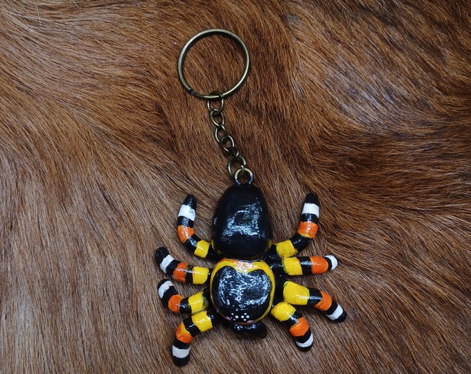 Cute Candy Corn Tarantula Spider Keychain Ornament - Etsy