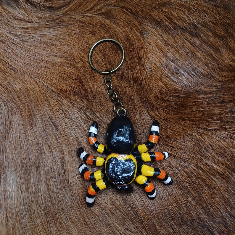 Cute Candy Corn Tarantula Spider Keychain Ornament - Etsy