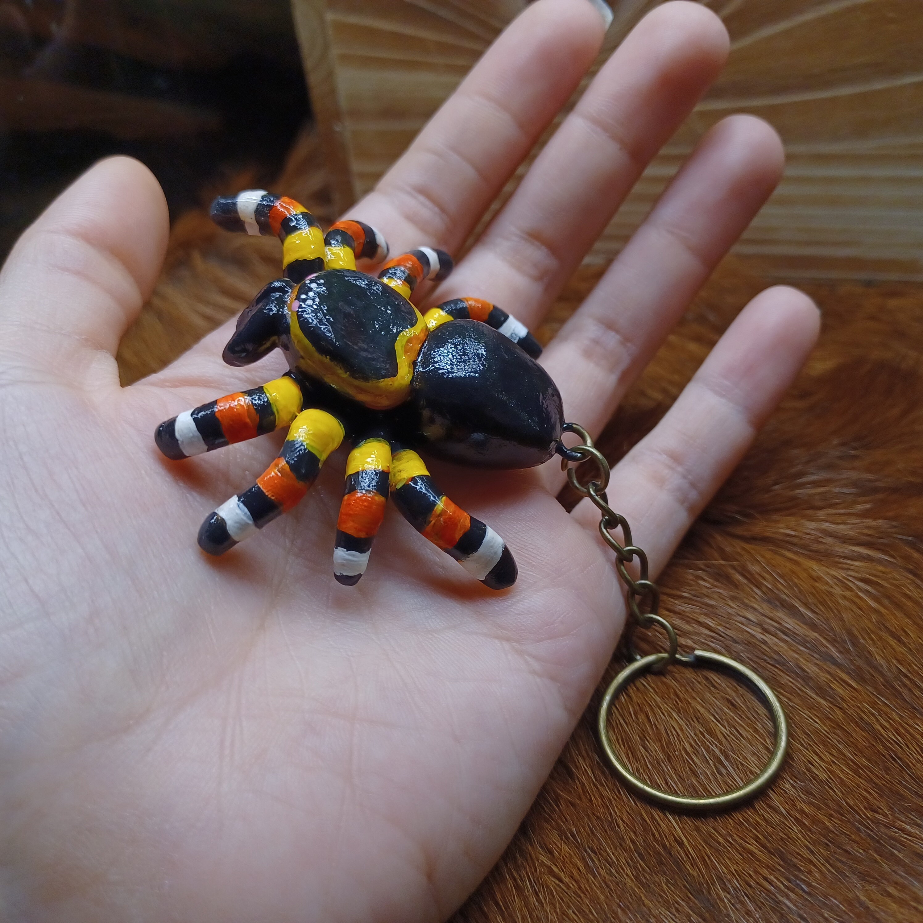 Cute Candy Corn Tarantula Spider Keychain Ornament - Etsy
