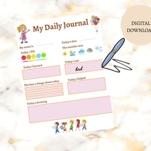 Kids Daily Journal Printable, Journal for Kids, Diary for Children ...