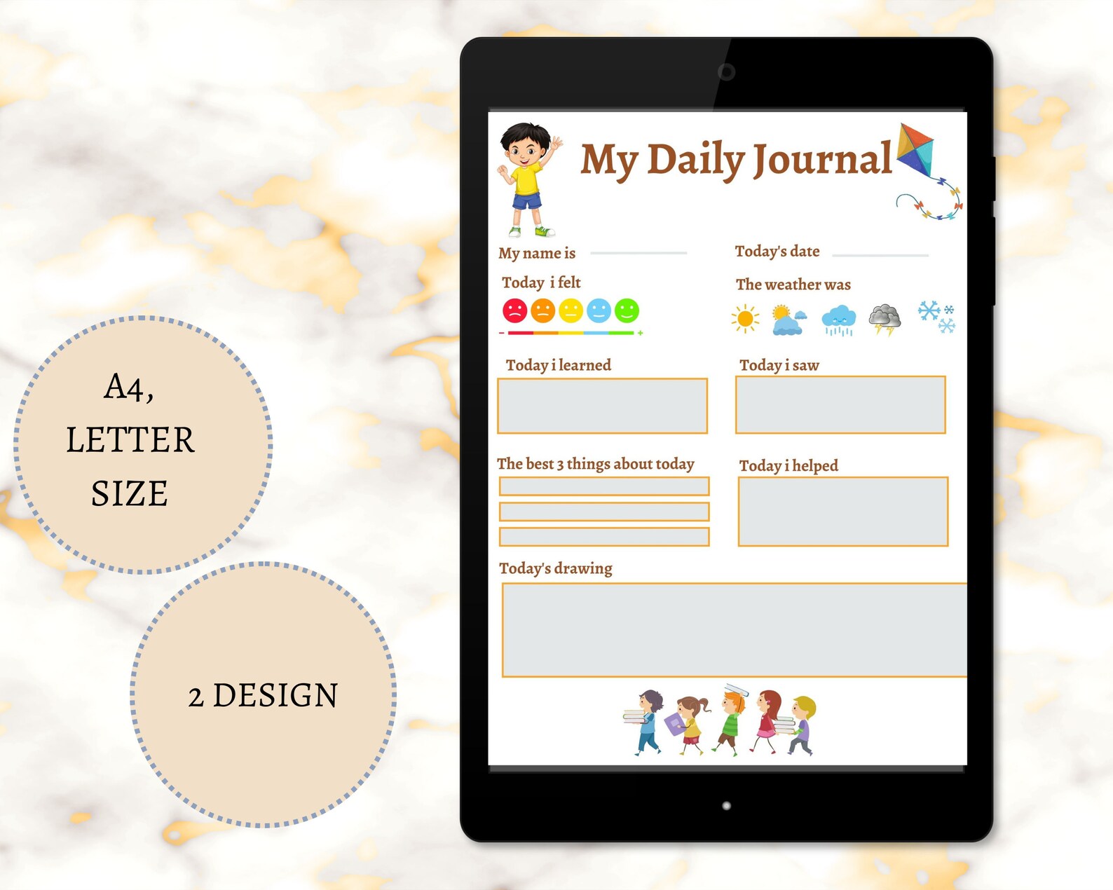 Kids Daily Journal Printable, Journal for Kids, Diary for Children ...