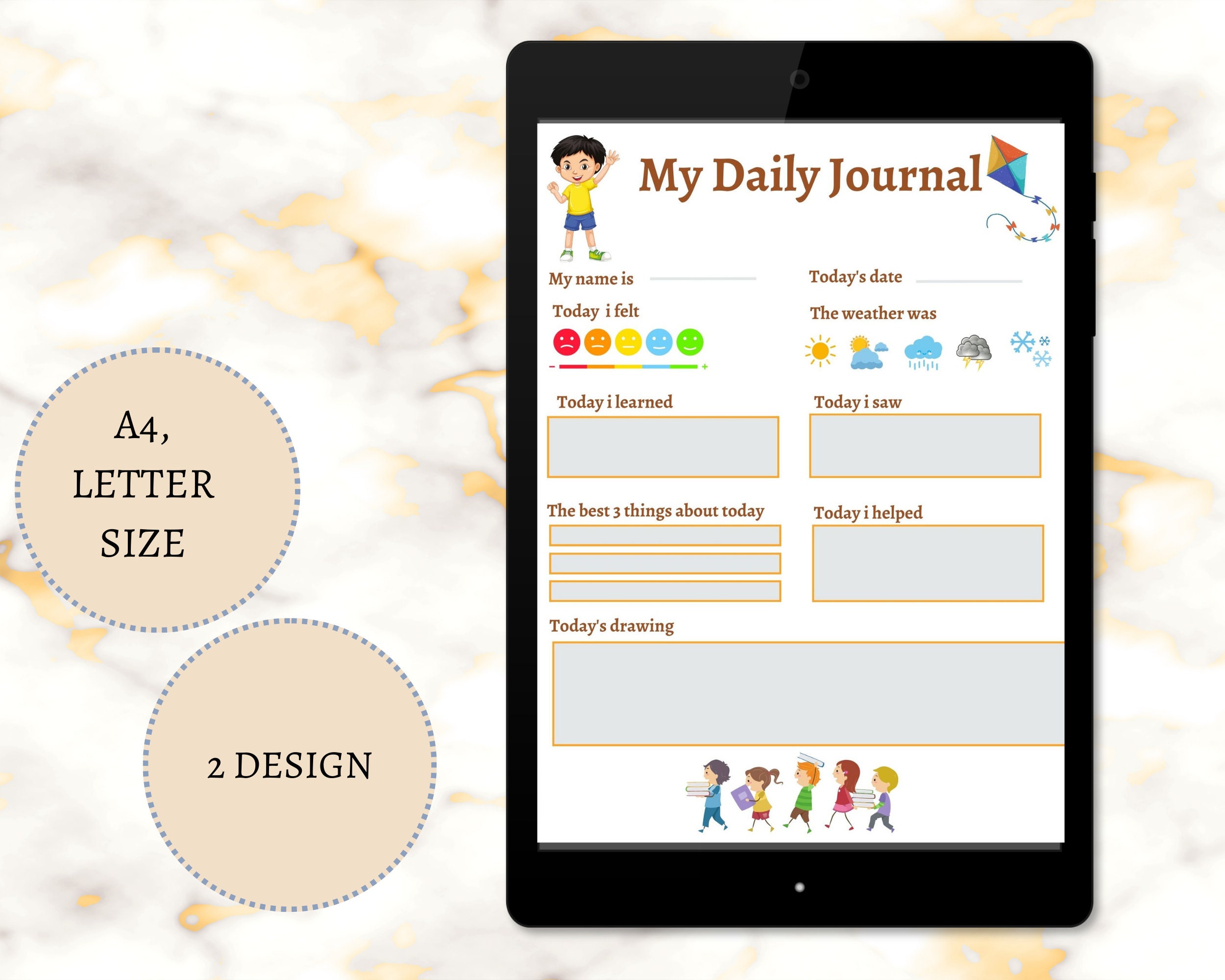 Kids Daily Journal Printable, Journal for Kids, Diary for Children ...