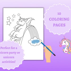10 Unicorn Coloring Pages Unicorn Printables Unicorn Games - Etsy