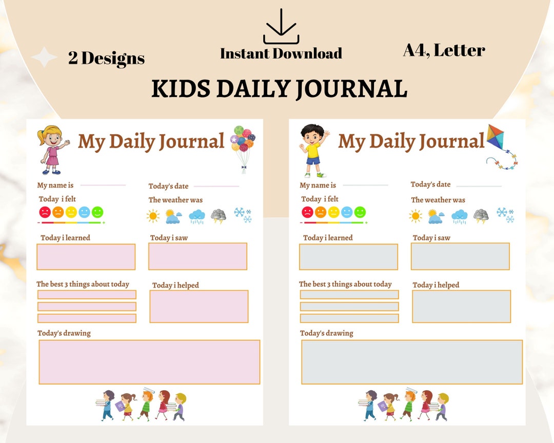 Kids Daily Journal Printable, Journal for Kids, Diary for Children ...
