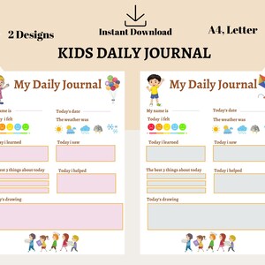 Kids Daily Journal Printable, Journal for Kids, Diary for Children ...