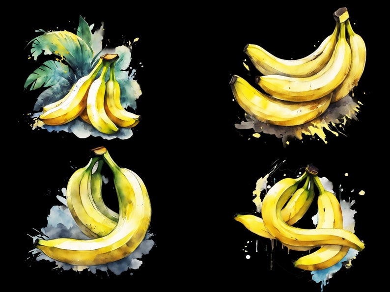 Banana Clipart, Watercolor Banana Clipart, Banana PNG, Banana Clipart ...
