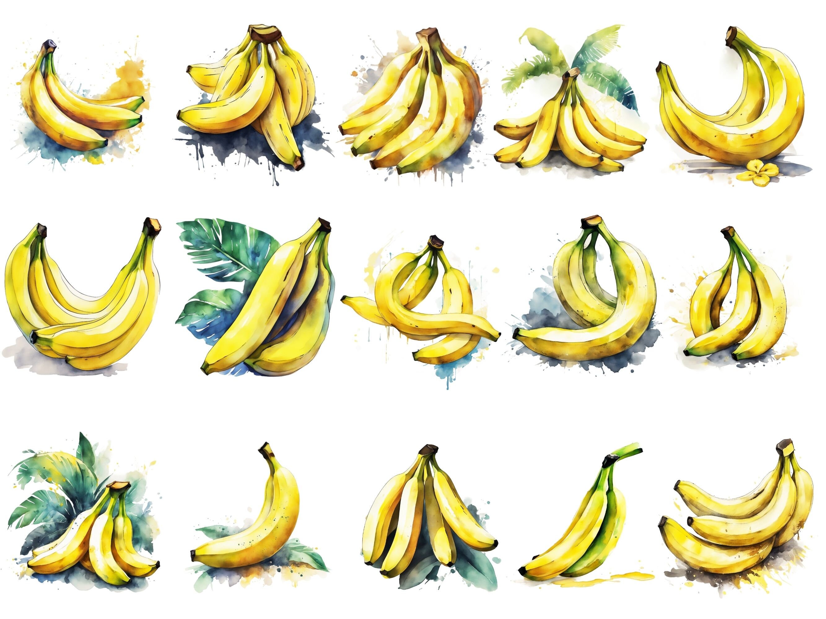 Banana Clipart, Watercolor Banana Clipart, Banana PNG, Banana Clipart ...