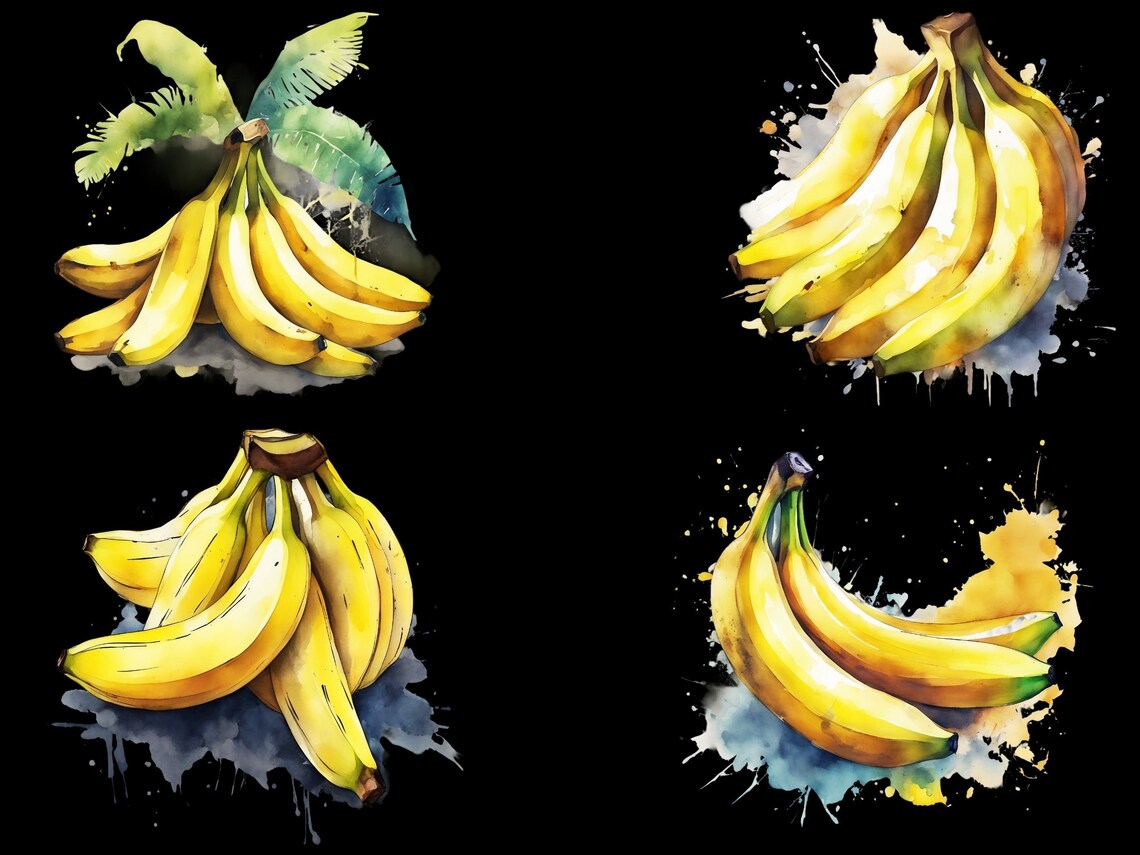 Banana Clipart, Watercolor Banana Clipart, Banana PNG, Banana Clipart ...