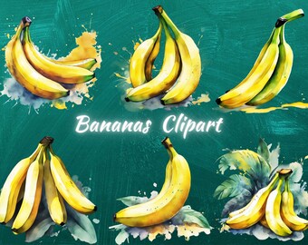 Banana Clipart, Watercolor Banana Clipart, Banana PNG, Banana Clipart ...
