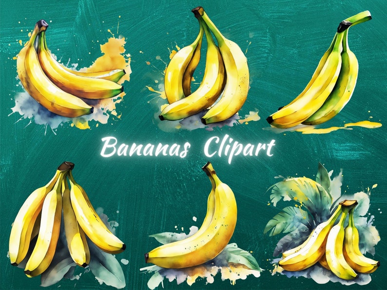 Banana Clipart, Watercolor Banana Clipart, Banana PNG, Banana Clipart ...