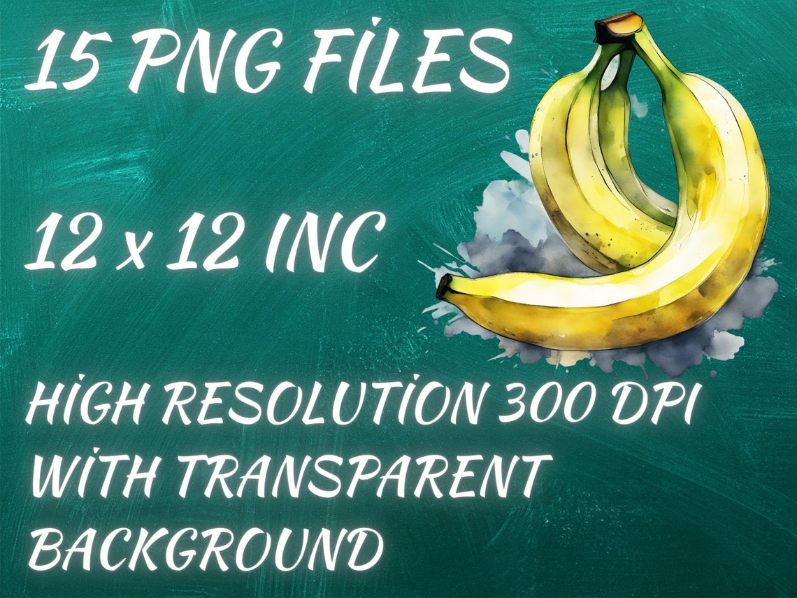 Banana Clipart, Watercolor Banana Clipart, Banana PNG, Banana Clipart ...
