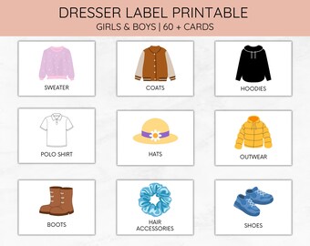 Kids Clothes Labels, Kids Dresser Drawer Closet Labels, Kids Drawer ...