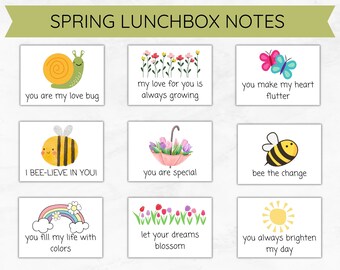 Lunch Box Notes Printable, Lunch Notes for Kids, Cute Lunchbox Notes ...