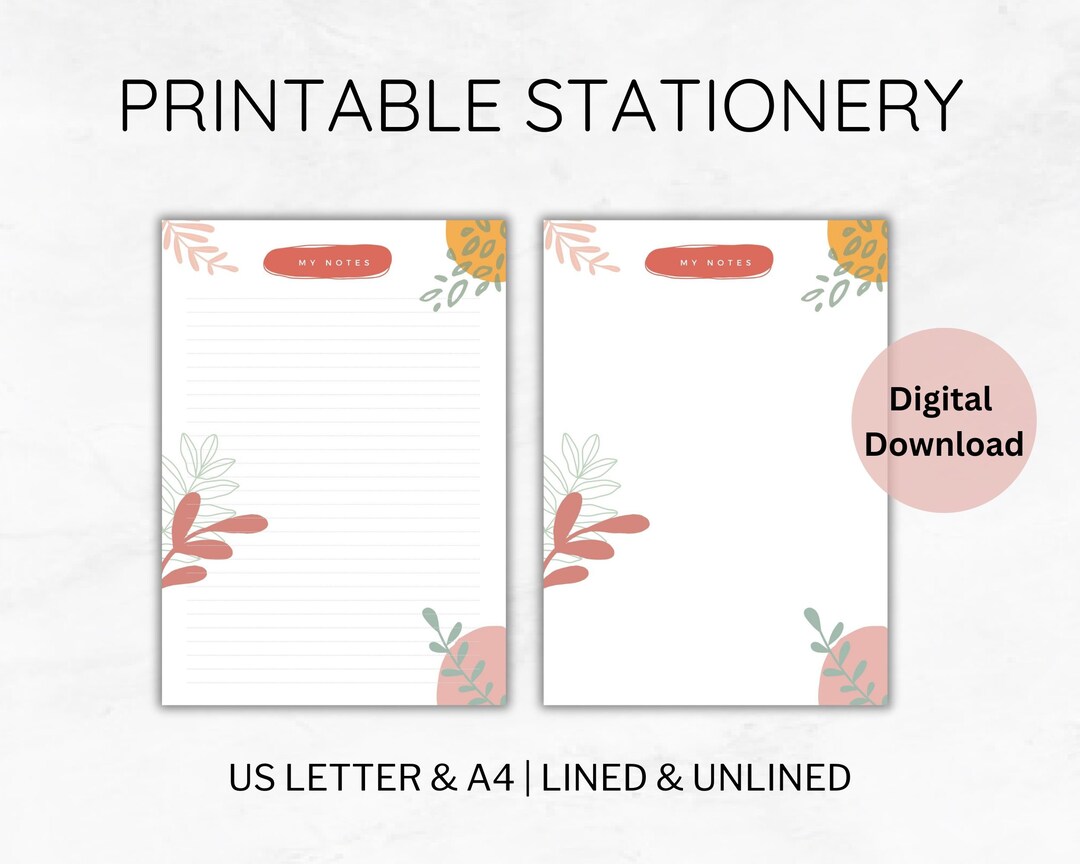 Notes Printable Printable Stationery Work Notes Notepad - Etsy