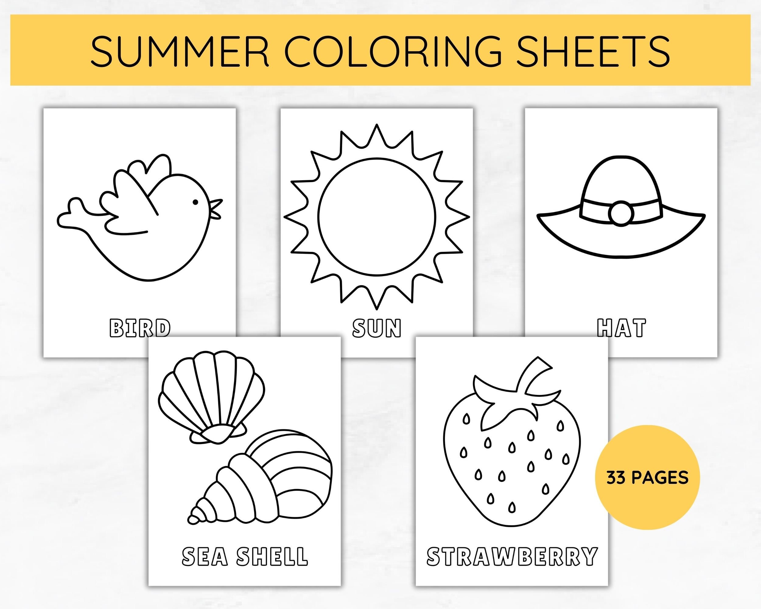 Summer Printable Coloring Pages for Kids, Toddlers, Preschoolers ...