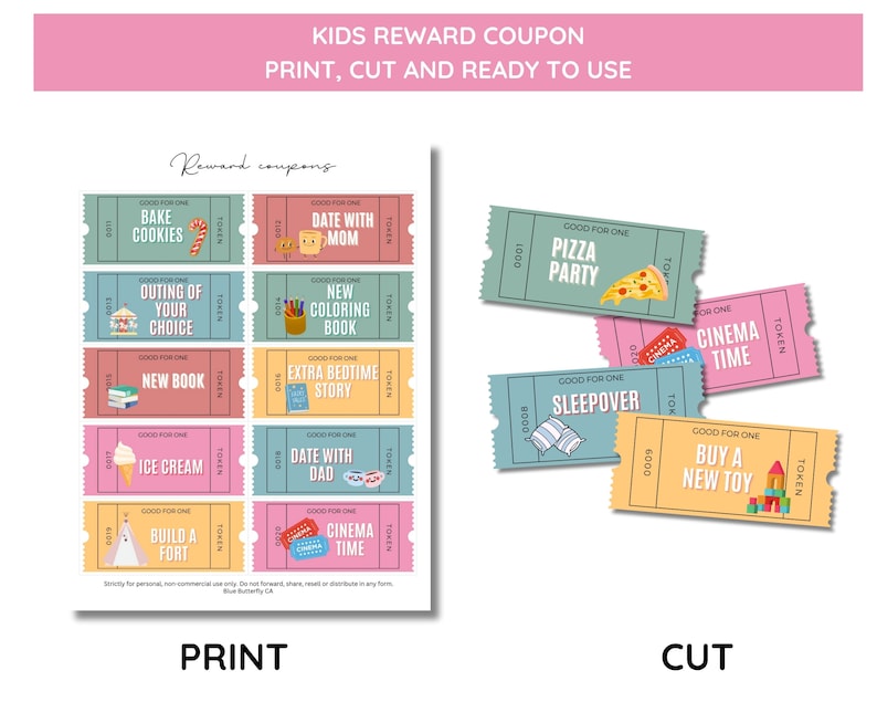 Kids Reward Coupon Printable, Coupon Book for Kids, Birthday Coupons ...