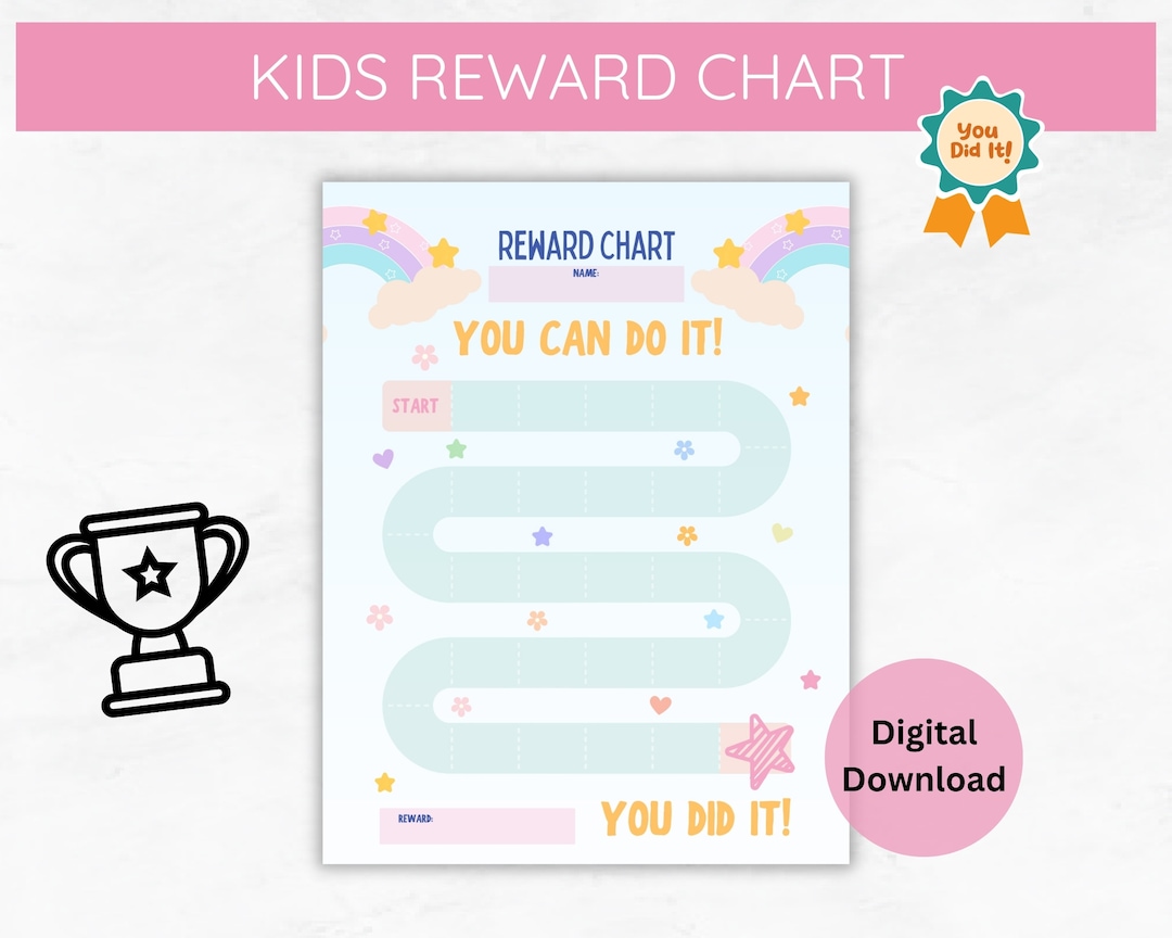 Buy Printable Rainbow Reward Chart, Behaviour Sticker Kids Chart, Kids ...