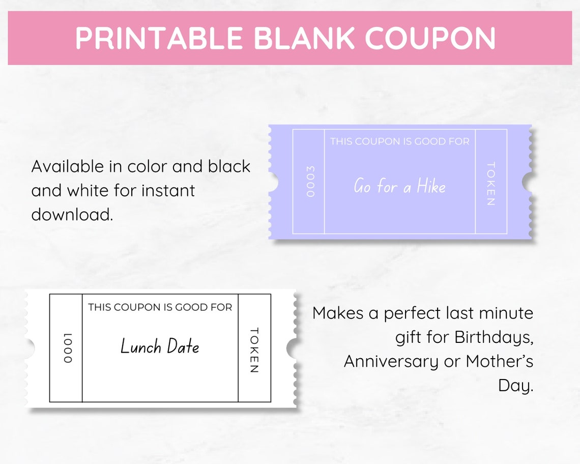 Blank Coupon Book Printable, Printable Mother's Day Gifts, Printable ...