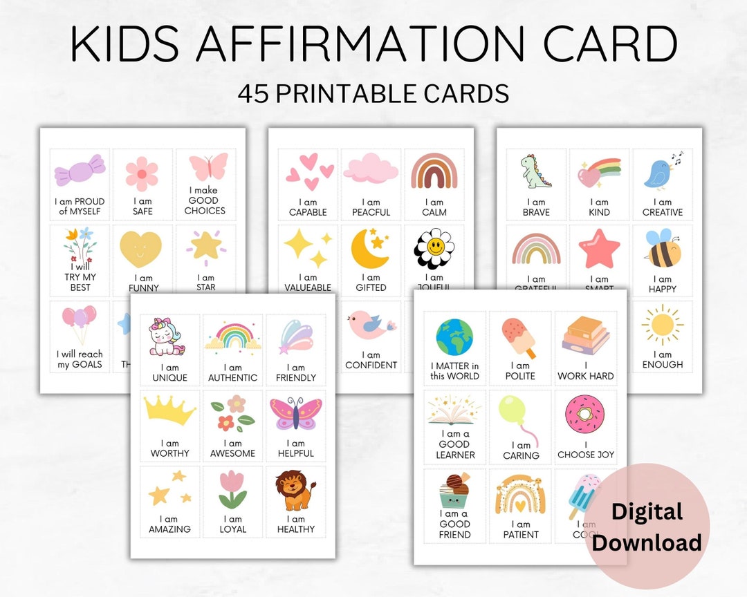 Affirmation Cards for Kids Printable, Kids Affirmation Station, Kids ...