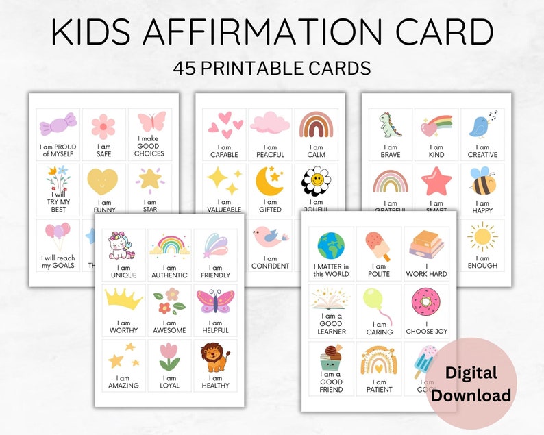 Affirmation Cards for Kids Printable, Kids Affirmation Station, Kids ...