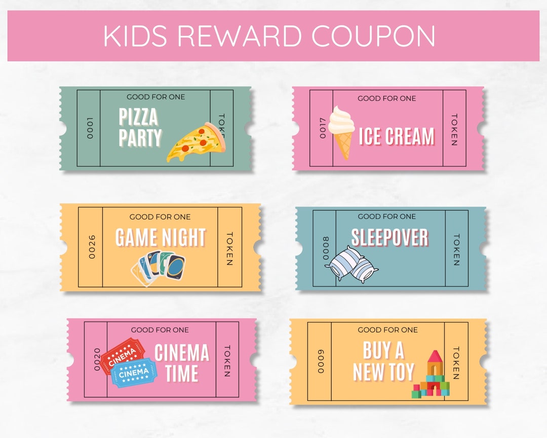 Kids Reward Coupon Printable, Coupon Book for Kids, Birthday Coupons ...