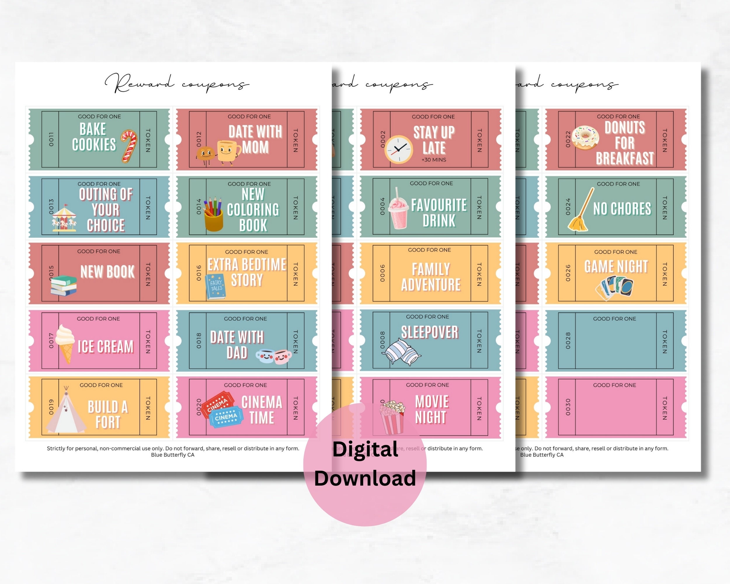 Kids Reward Coupon Printable, Coupon Book for Kids, Birthday Coupons ...