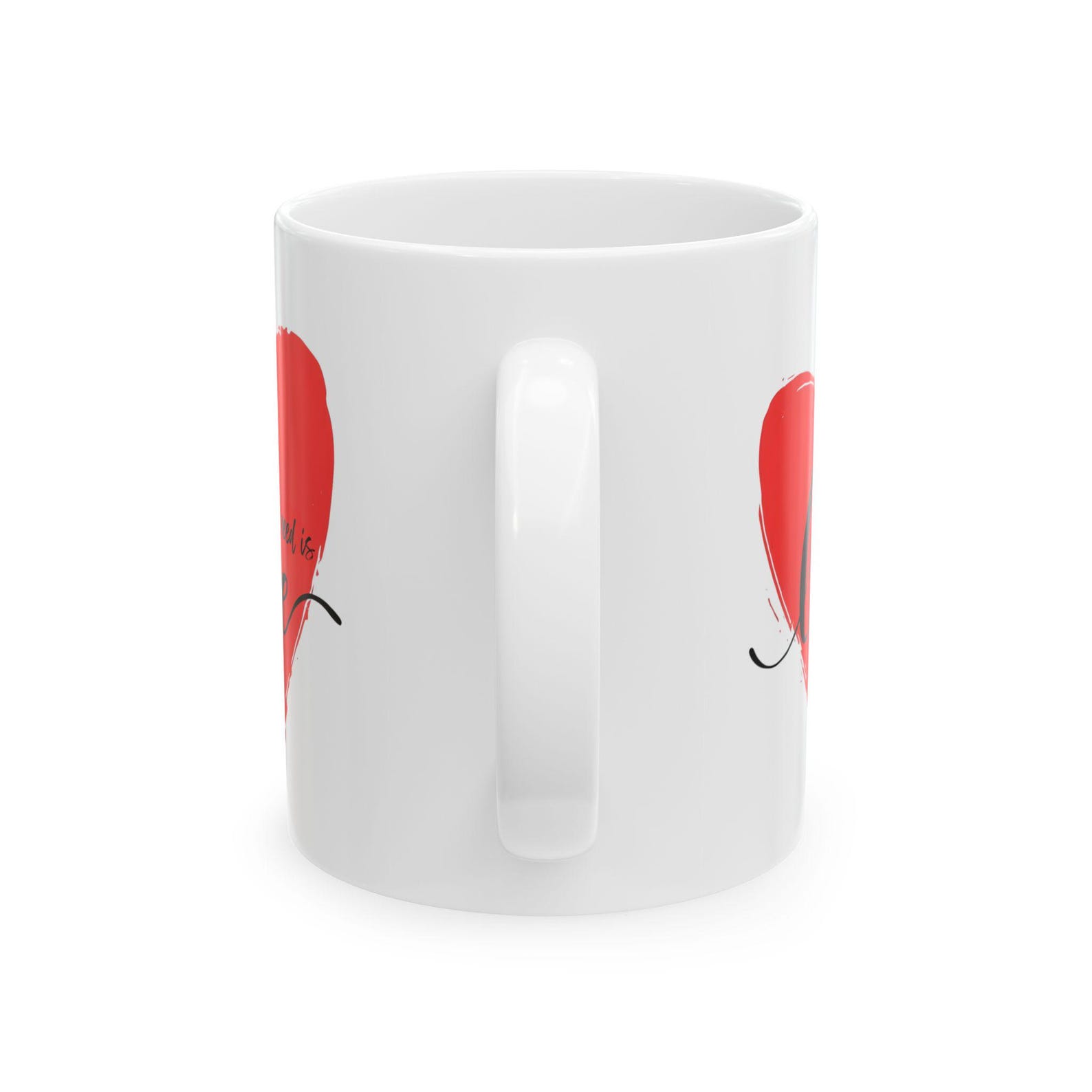 Mug All You Need is Love Red Heart Romantic Coffee Cup Valentines ...