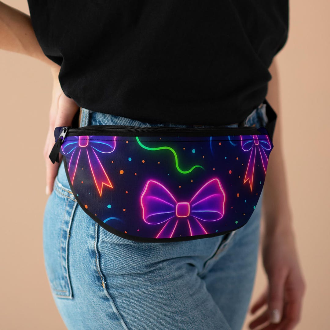 Neon Bow Fanny Pack - Colorful Festival Bag, Gift for Party Lovers ...